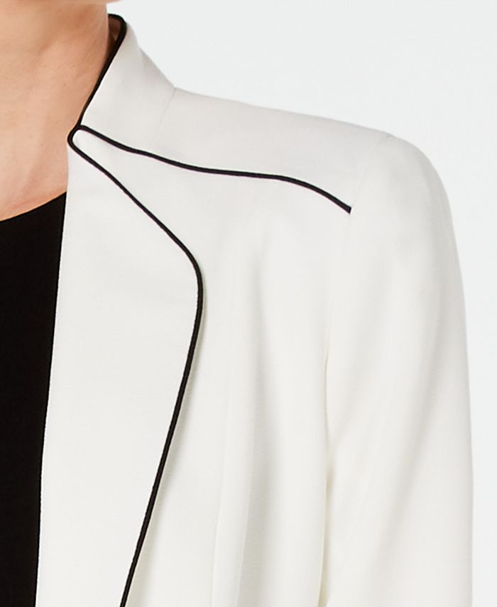 Kasper Piping-Trim Wide-Lapel Jacket - Macy's