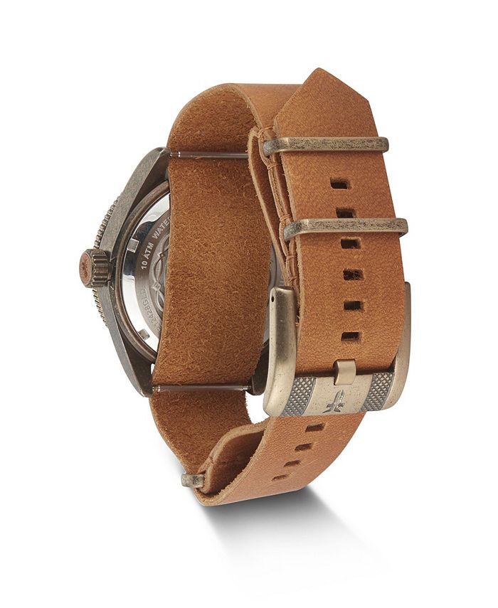 Frye Mens' Campus Distressed Dial Tan Leather Nato Strap Watch - Macy's