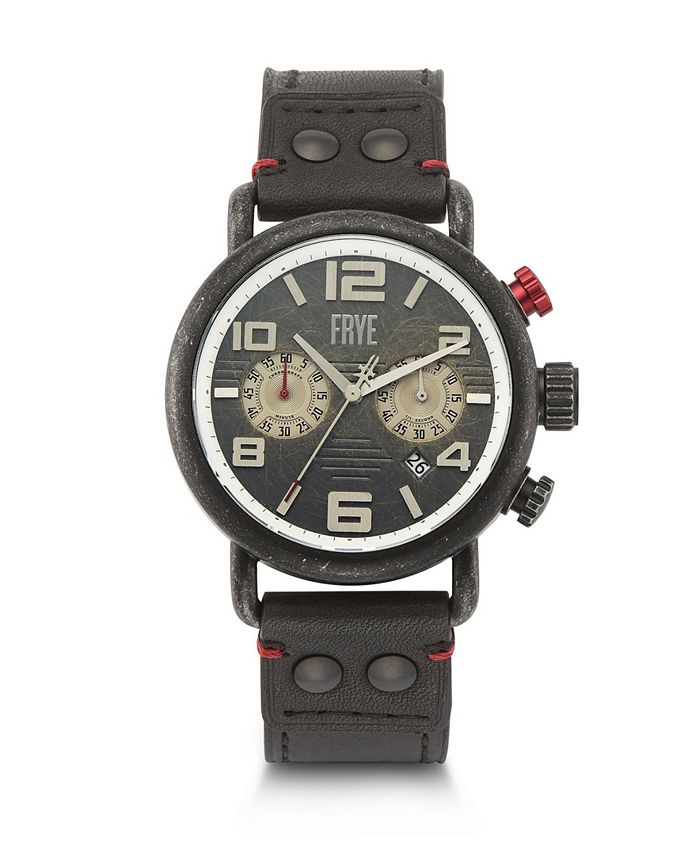 Frye Mens' Officer Chronograph Slate Leather Strap Watch - Macy's