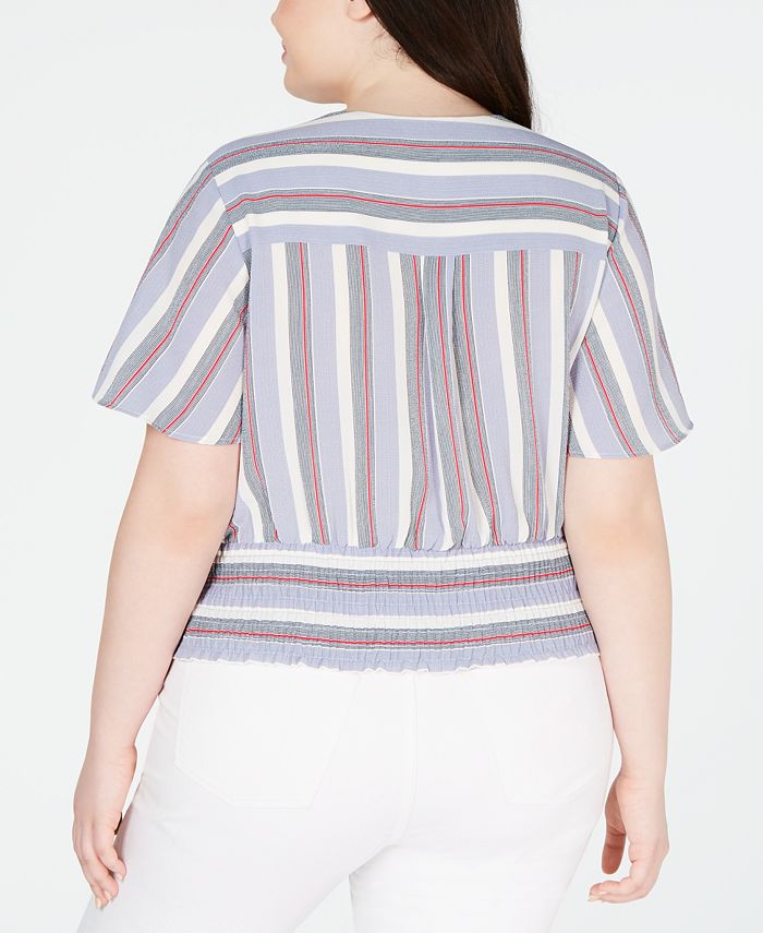 Monteau Trendy Plus Size Printed Smocked Top - Macy's