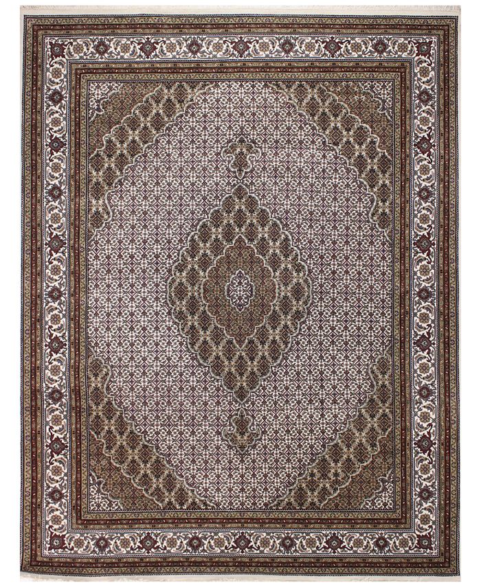 BB Rugs Fine Indo Tabriz 628676 Ivory 7'10" x 10' Area Rug - Macy's