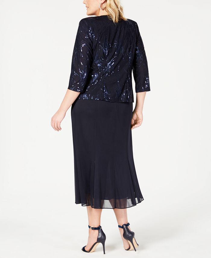 Alex Evenings Plus Size Sequined Chiffon Dress and Jacket - Macy's