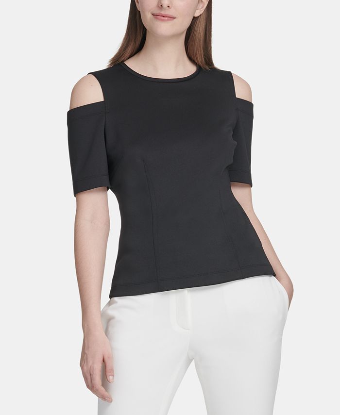 DKNY Cold-Shoulder Keyhole Top - Macy's