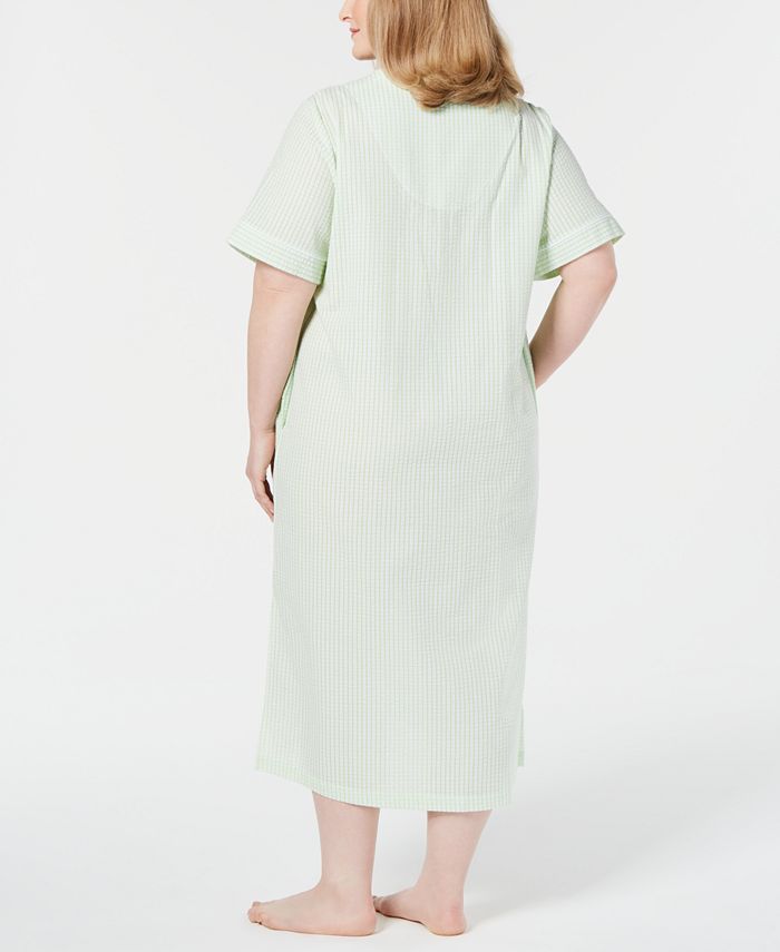 Miss Elaine Plus Size Seersucker Long Zipper Robe - Macy's