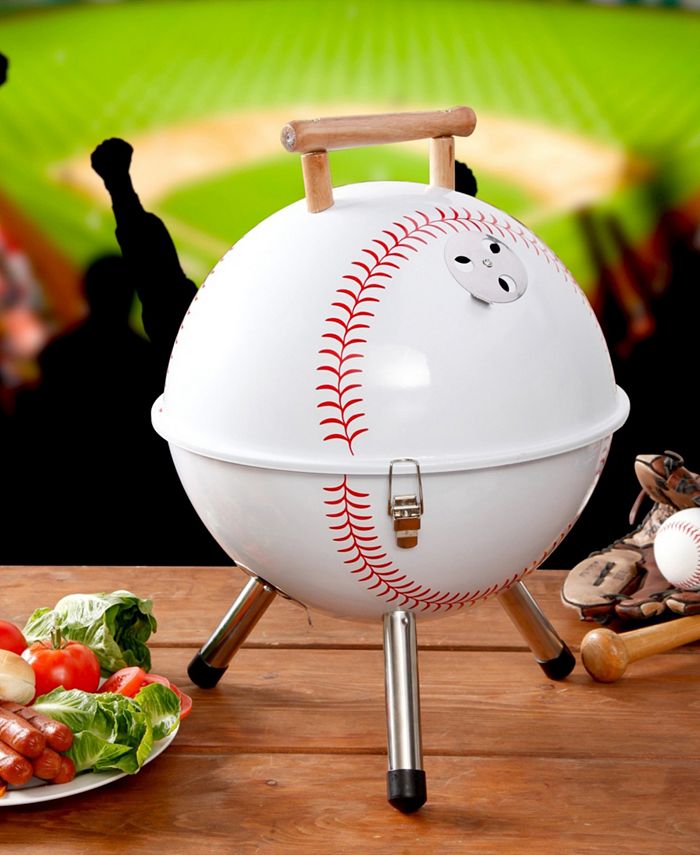 Gibson Home Baseball 12" Powder Coated Steel Barbecue Grill with Wood ...