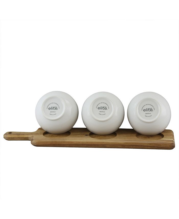 Laurie Gates Gracious Dining 3 Piece Tidbit Bowl Set on Wood Paddle ...