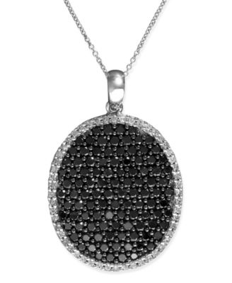 Caviar by EFFY® Black and White Diamond Oval Pendant (2-1/5 ct. t.w ...