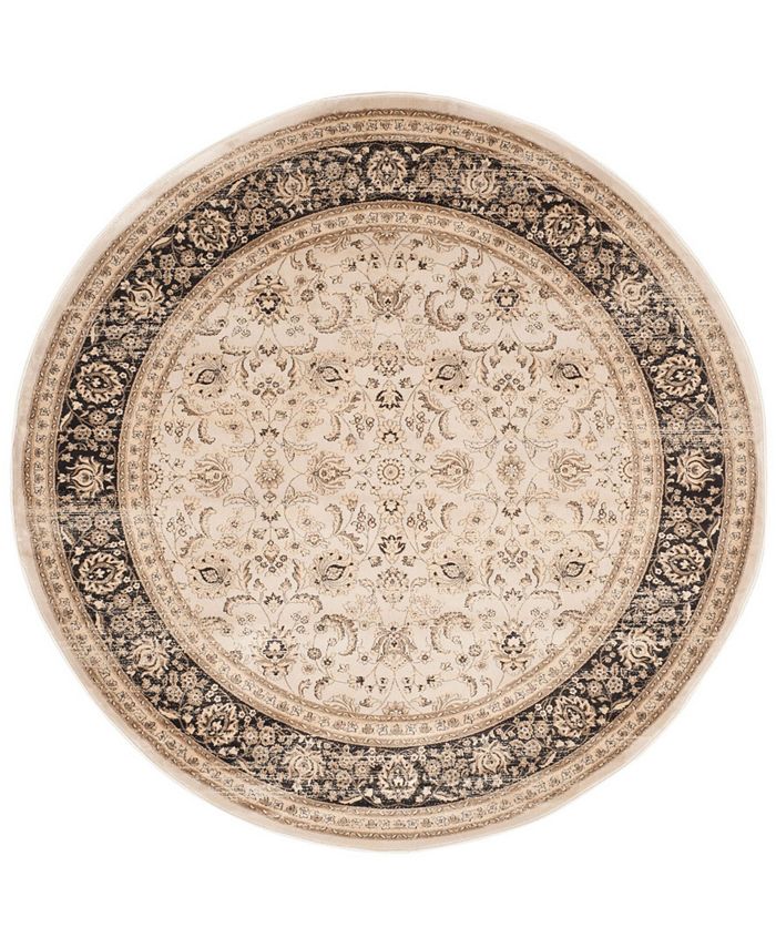 Safavieh Vintage Ivory and Black 6'7" x 6'7" Round Area Rug - Macy's
