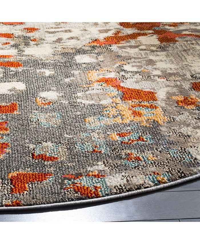 Safavieh Monaco Gray and Orange 6'7" x 6'7" Round Area Rug - Macy's