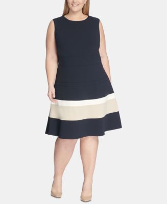 Tommy Hilfiger Plus Size Scuba Fit & Flare Dress - Macy's