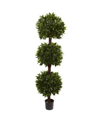 Nearly Natural 6.5' Sweet Bay Triple Ball Topiary - Macy's