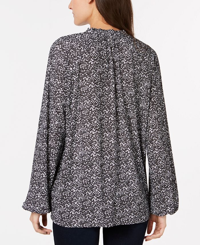 Michael Kors Printed Necklace Top, Regular & Petite - Macy's