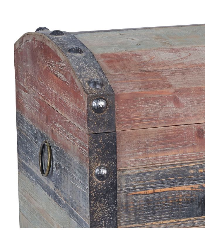 Household Essentials Large Weathered Wooden Storage Trunk - Macy's