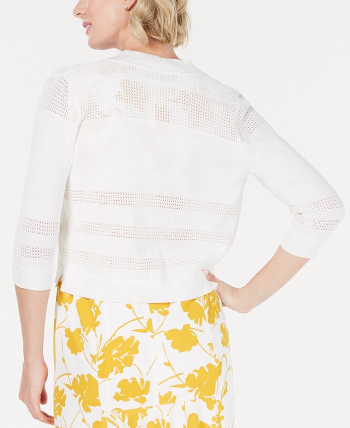 Kasper Pointelle-Striped Open-Front Cardigan - Macy's