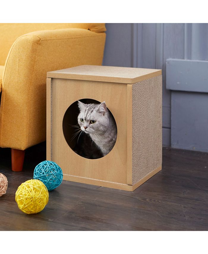 Way Basics Eco Friendly Cat Scratcher Cube House - Macy's