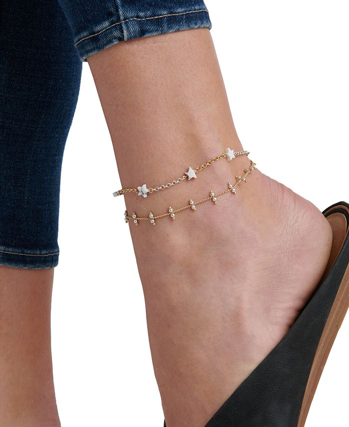 Lucky Brand Two-Tone 2-Pc. Set Anklet, Created for Macy's - Macy's