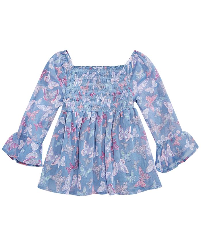 Epic Threads Big Girls Smocked Butterfly-Print Top, Created for Macy's ...