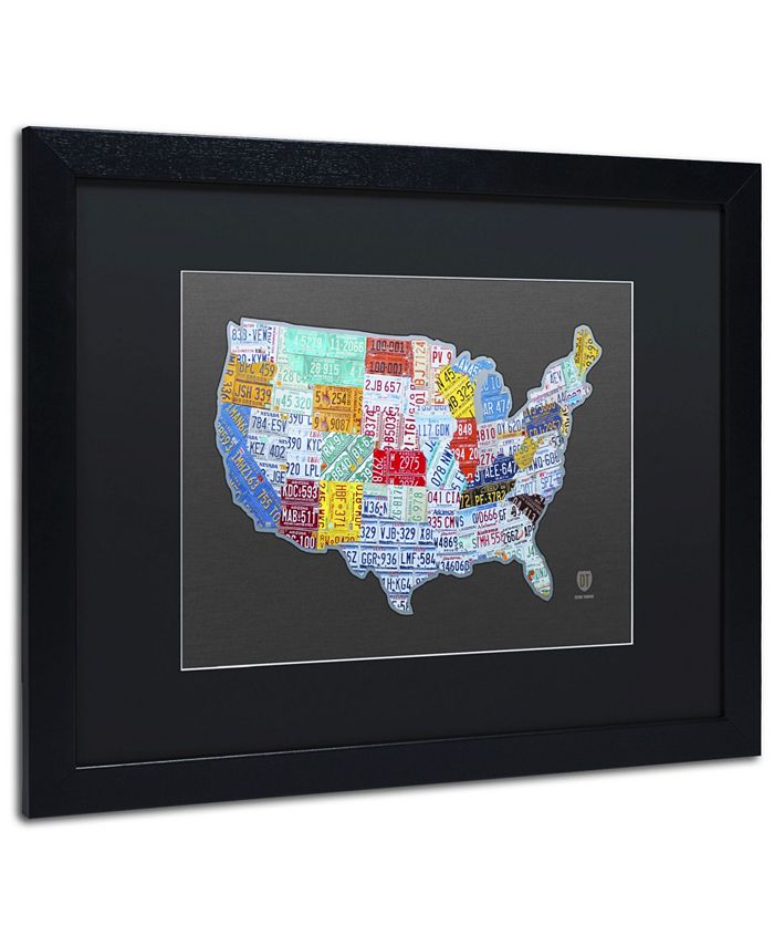 Trademark Global Design Turnpike 'Massive USA License Plate Map' Matted ...
