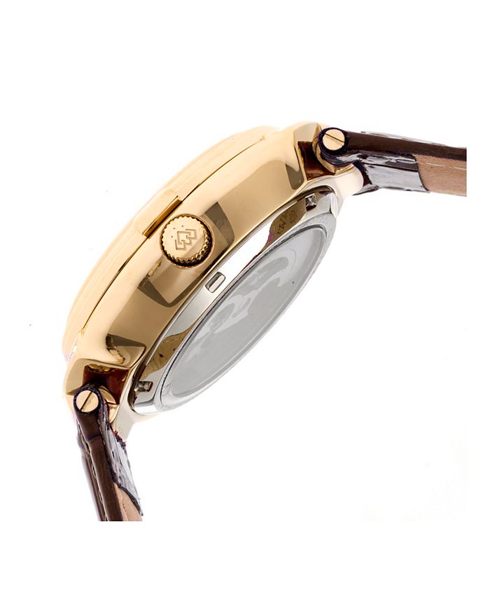 Empress Francesca Automatic Dark Brown Leather Watch 35mm - Macy's