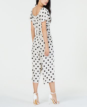 Monteau Petite Polka-Dot Flutter-Sleeve Jumpsuit - Macy's