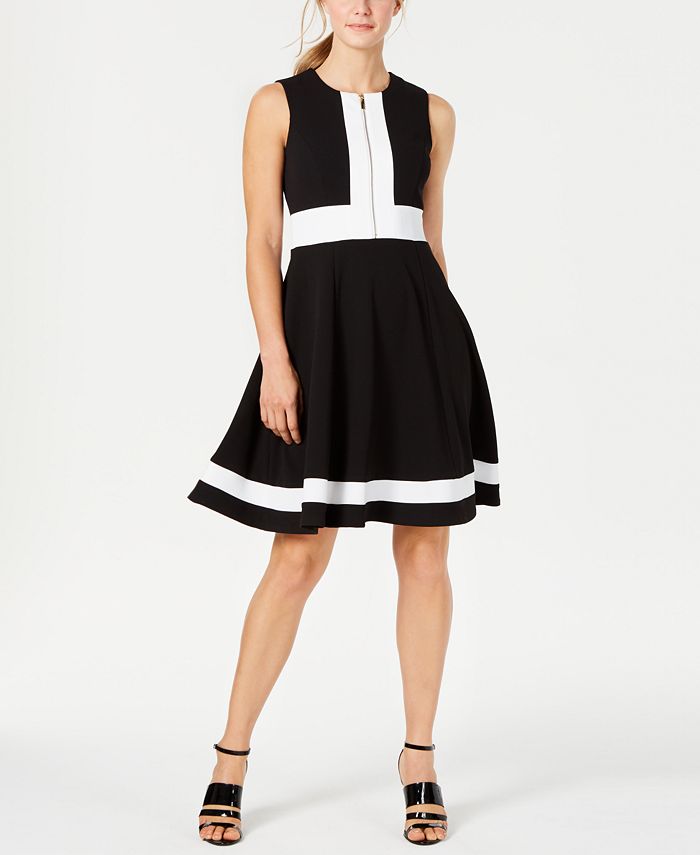 Calvin Klein Colorblocked Fit And Flare Dress Macys
