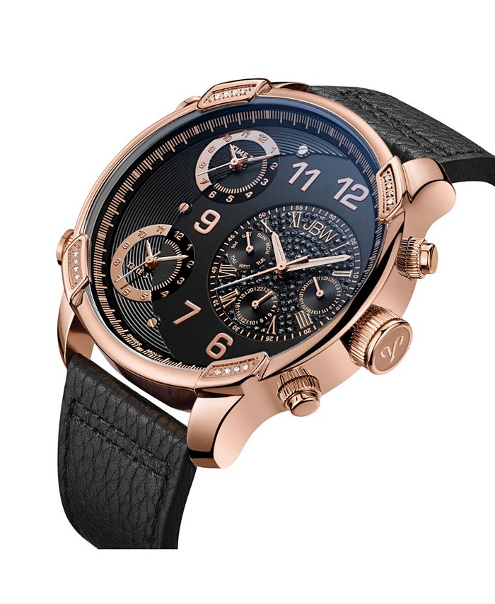 Jbw Men's G4 Diamond (1/6 ct.t.w.) 18K Rose Gold Plated Stainless Steel ...