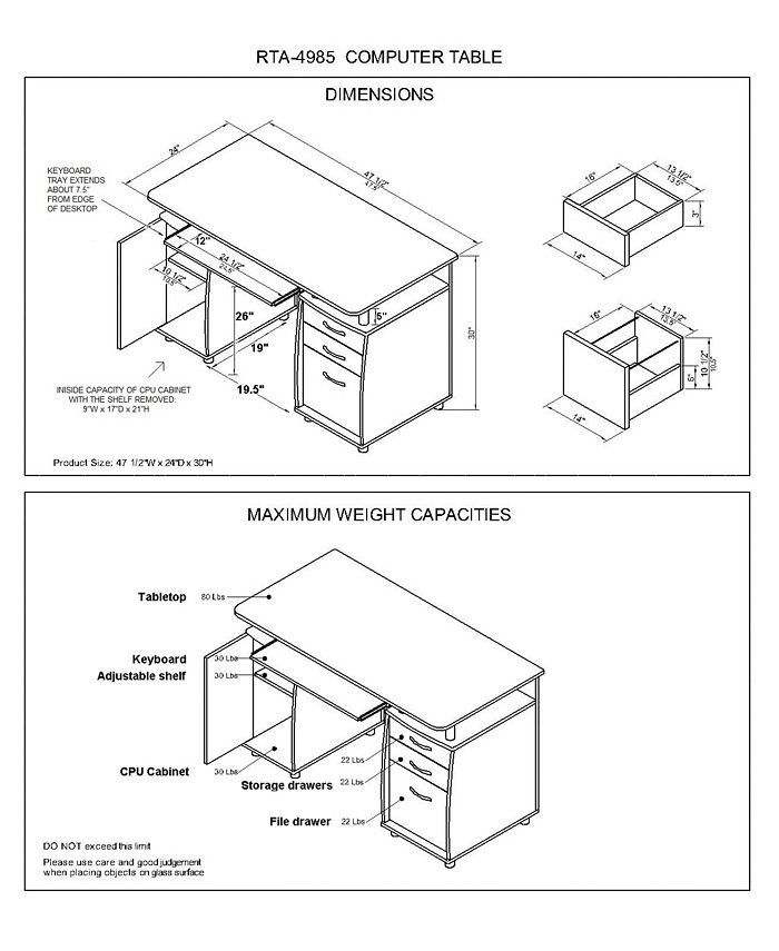 RTA Products Techni Mobili Workstation Computer Desk - Macy's