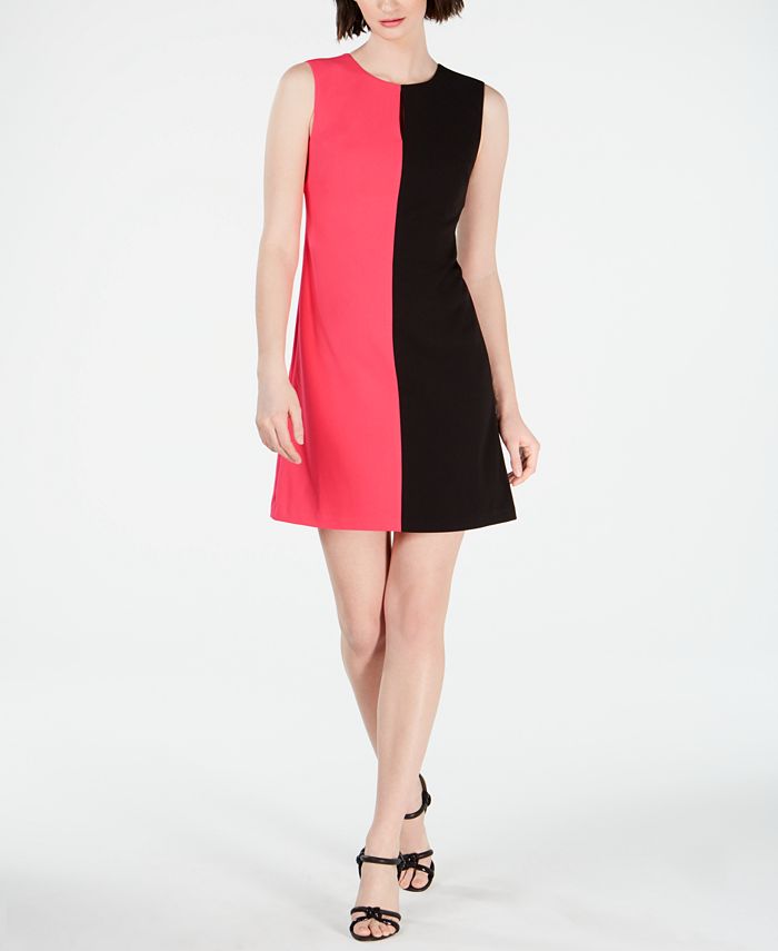 Calvin Klein Sleeveless Colorblock Shift Dress - Macy's