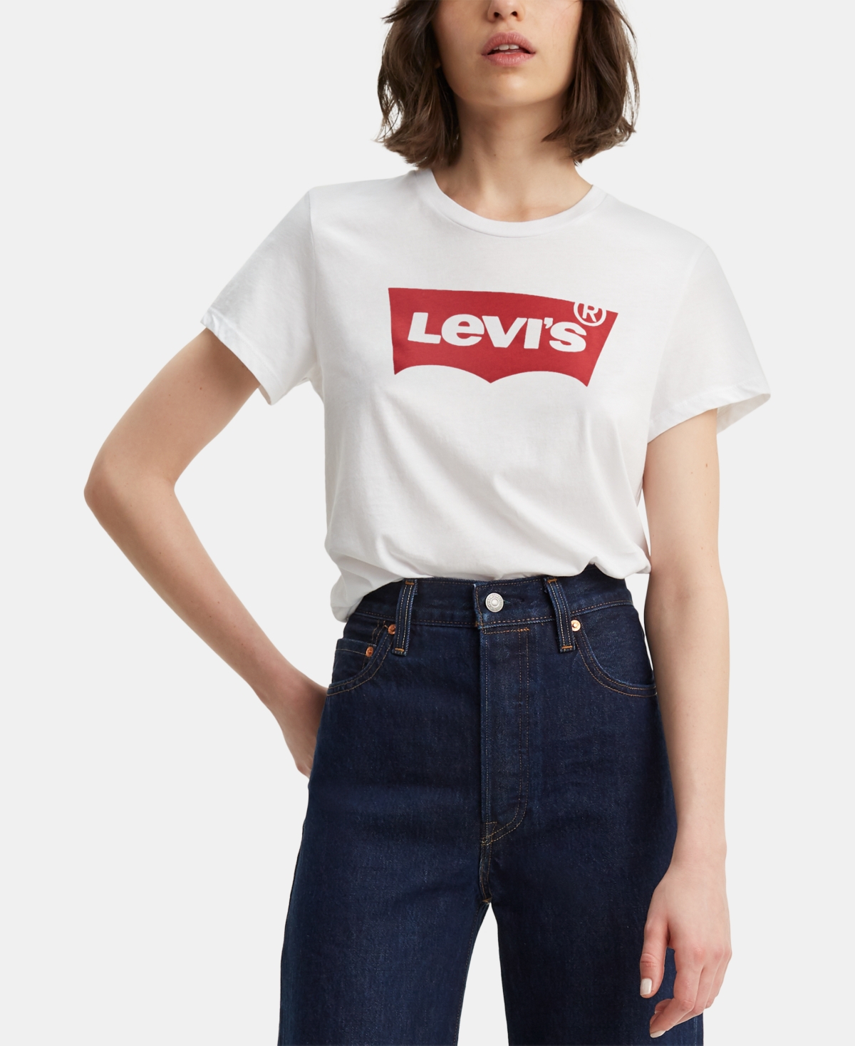 Click here for Levis Womens Perfect Graphic Logo Cotton T-shirt -... prices