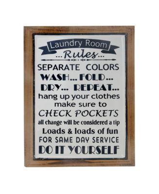 Rosemary Lane Farmhouse Rectangular Laundry Rules Wall Decor - Macy's