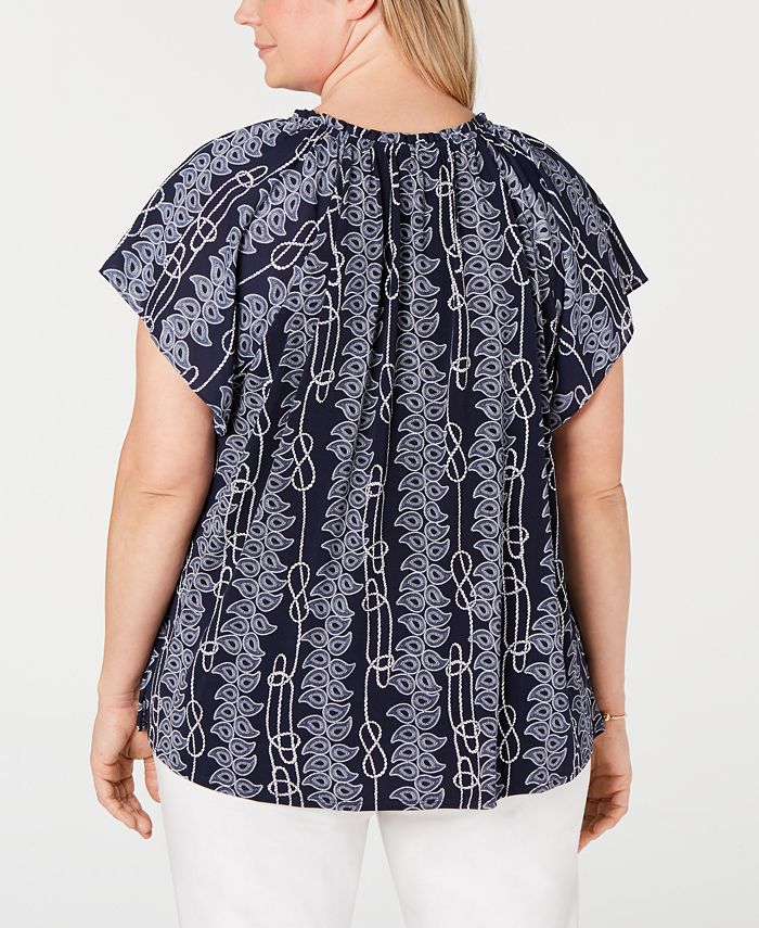 Charter Club Plus Size Rope-Print Top, Created for Macy's - Macy's