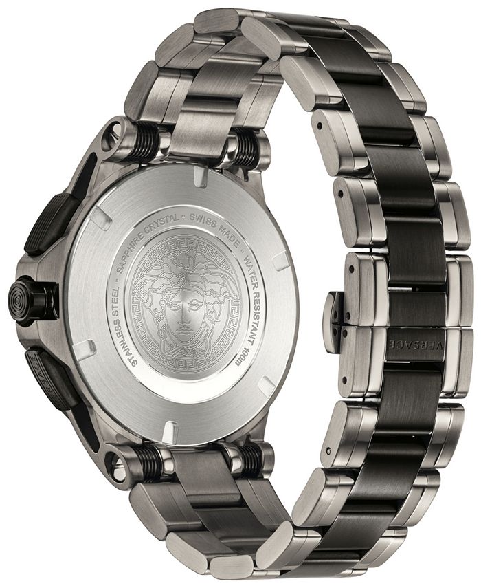 Versace Men's Swiss Chronograph Sport Tech Black & Silver Ion-Plated ...