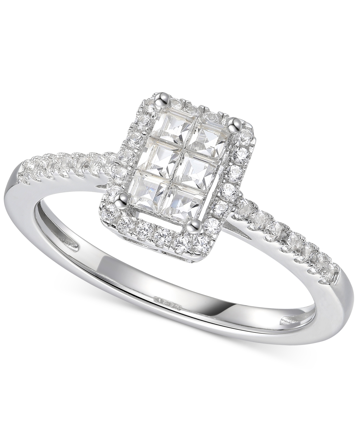 Click here for Cubic Zirconia Square Cluster Ring in Sterling Sil... prices