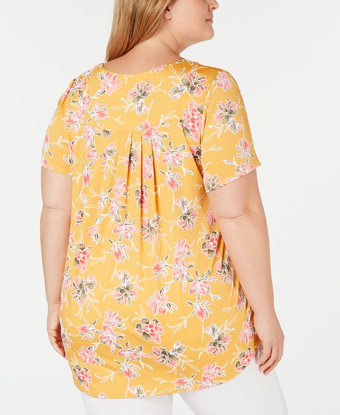 NY Collection Plus Size Printed Top and Necklace - Macy's