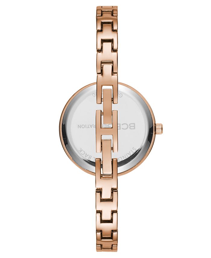 BCBGeneration Ladies Rose Gold Bangle Bracelet Watch with Floral Etched ...