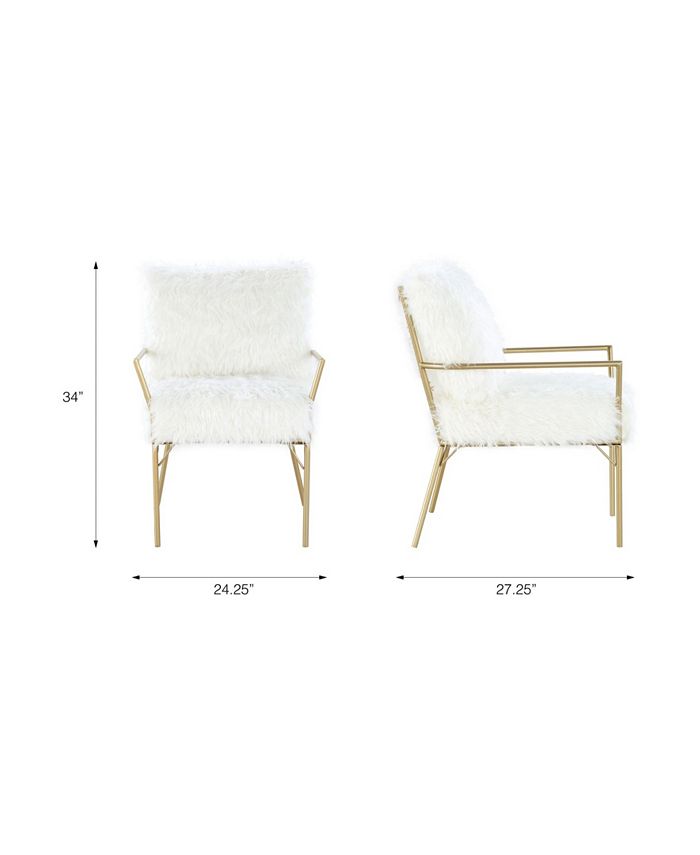 CosmoLiving by Cosmopolitan Sully Accent Chair with Faux Fur Cushions ...