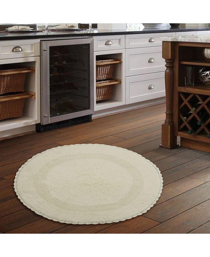 Saffron Fabs Crochet Lace Border 36" Reversible Cotton Round Bath Rug ...
