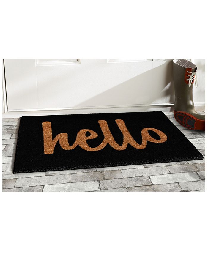 Home & More Hello Script 17" x 29" Coir/Vinyl Doormat - Macy's