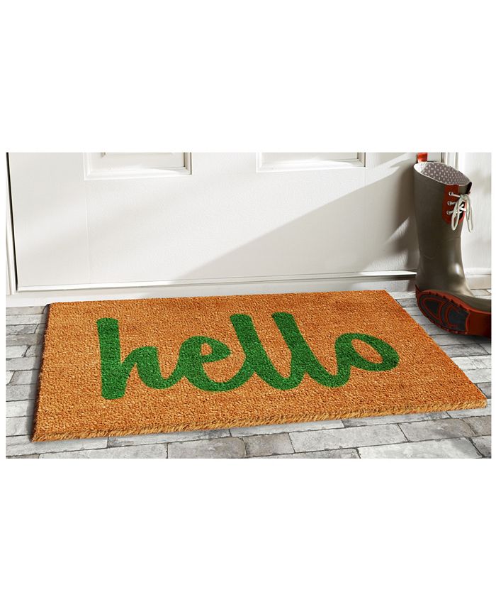 Home & More Hello Script 24" x 36" Coir/Vinyl Doormat - Macy's