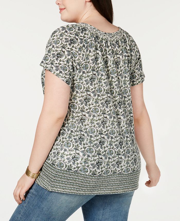 Lucky Brand Plus Size Printed Keyhole Top - Macy's
