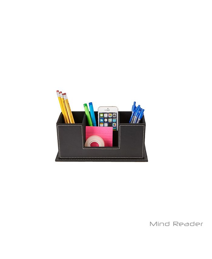 Mind Reader Faux Leather 4 Compartment Desk Organizer - Macy's