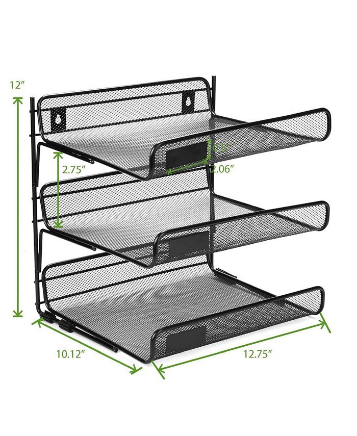 Mind Reader Metal Mesh 3 Tier Wall Mount Paper Tray, Document Paper ...