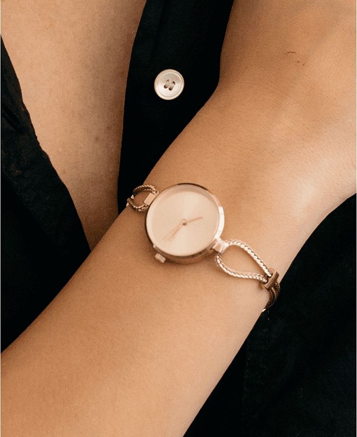 RUMBATIME Gramercy Round Flat Stainless Steel Rose Gold Mesh Watch - Macy's