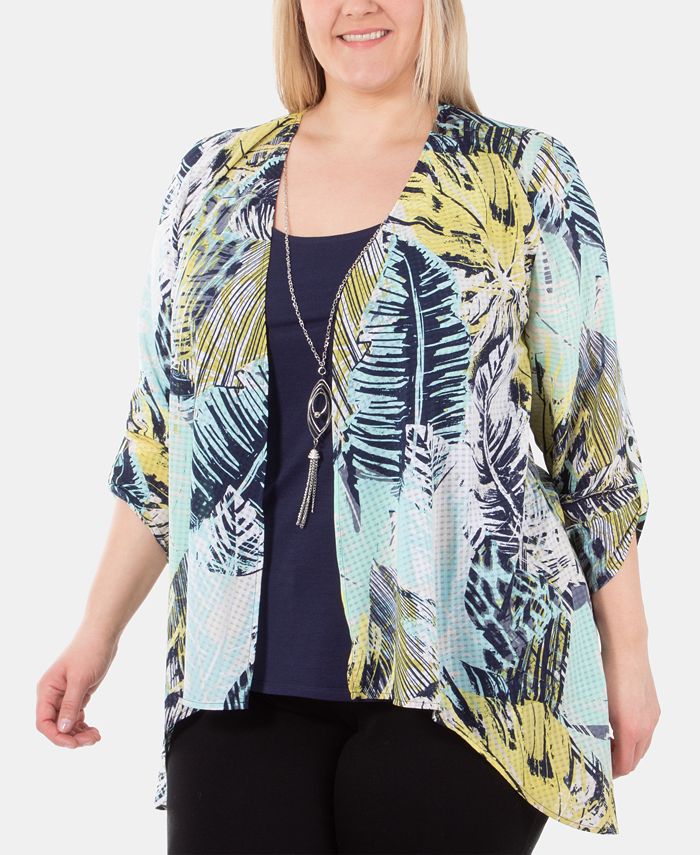 NY Collection Plus Size Layered-Look Necklace Top - Macy's