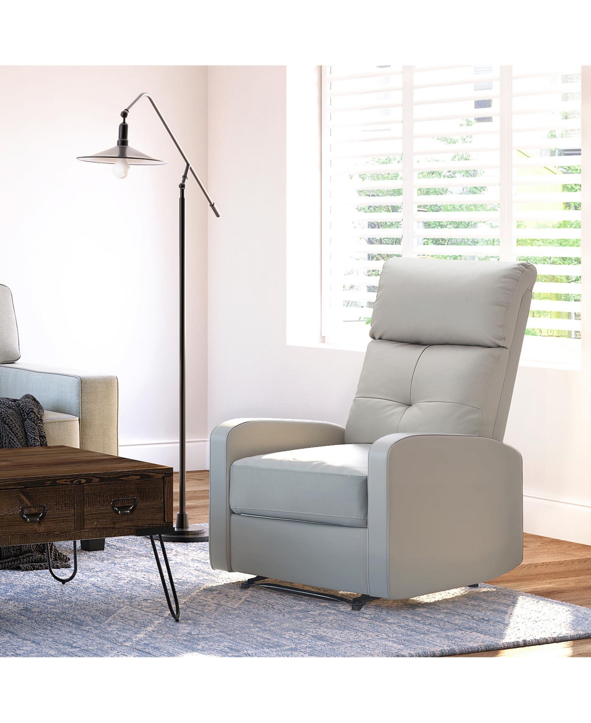 Click here for Truly Home Henderson Leather Recliner Chair - Grey prices