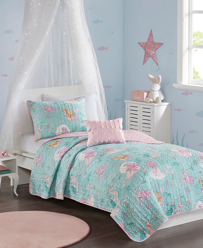 Mi Zone Kids Darya Mermaid Print 3-Piece Twin Coverlet Set - Macy's