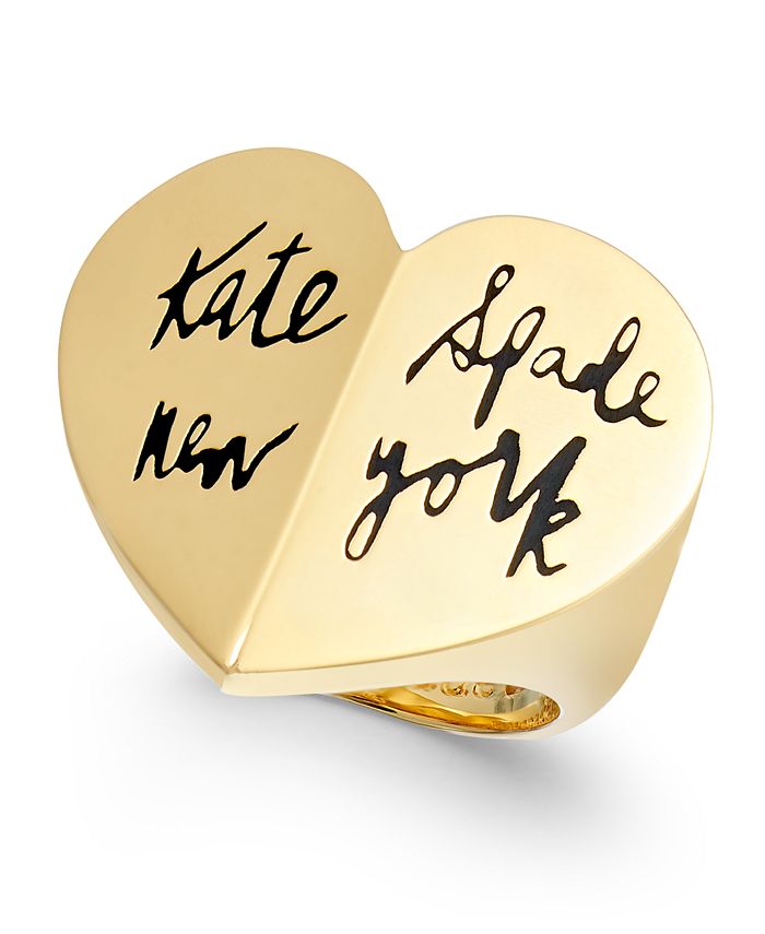 kate spade new york Gold-Tone Logo Heart Ring - Macy's