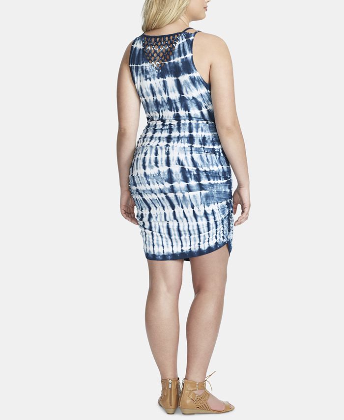 Jessica Simpson Trendy Plus Size Tummy-Control Tie-Dyed Mini Dress - Macy's