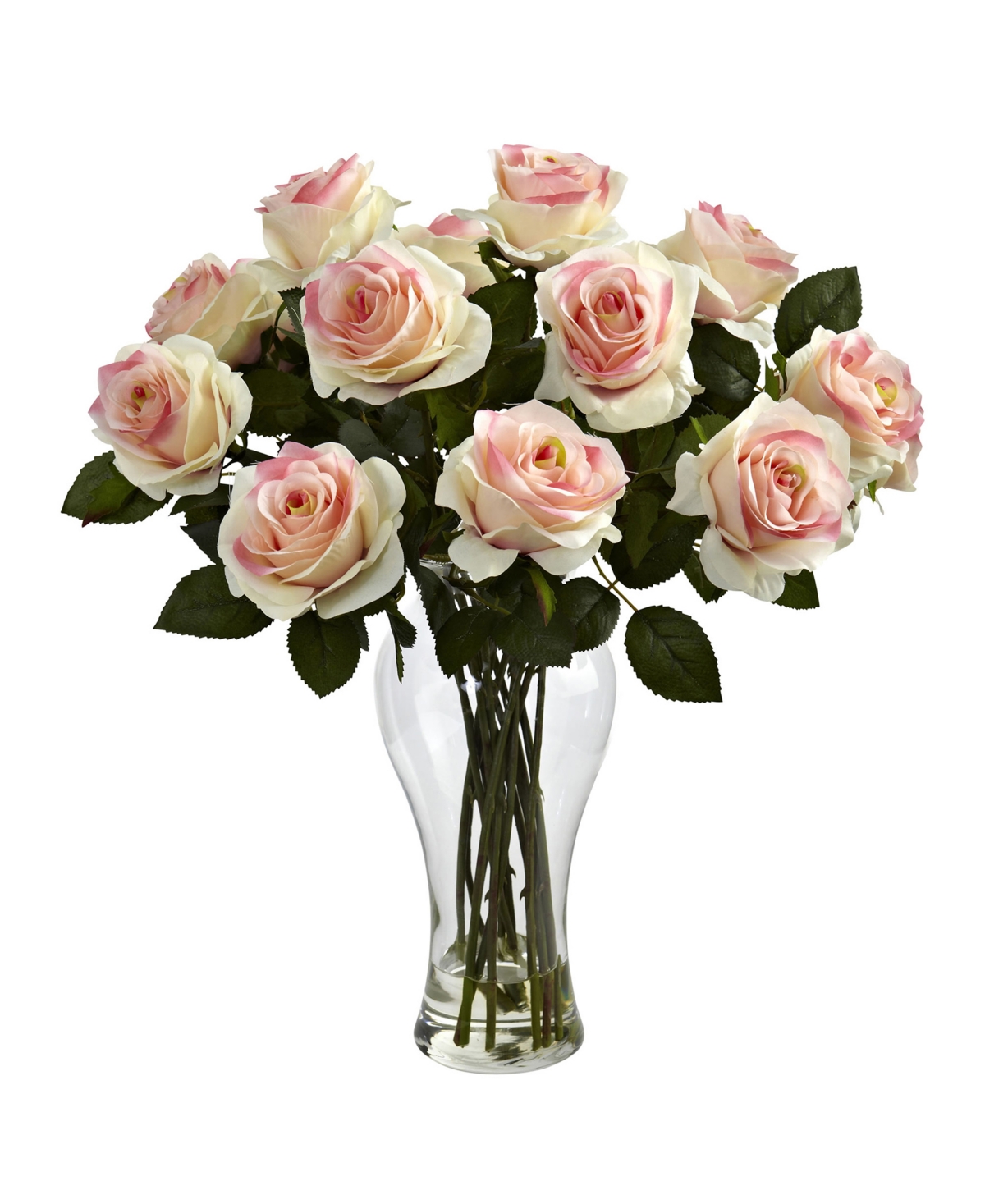 Click here for Nearly Natural Blooming Roses w/Vase - Light Pink prices