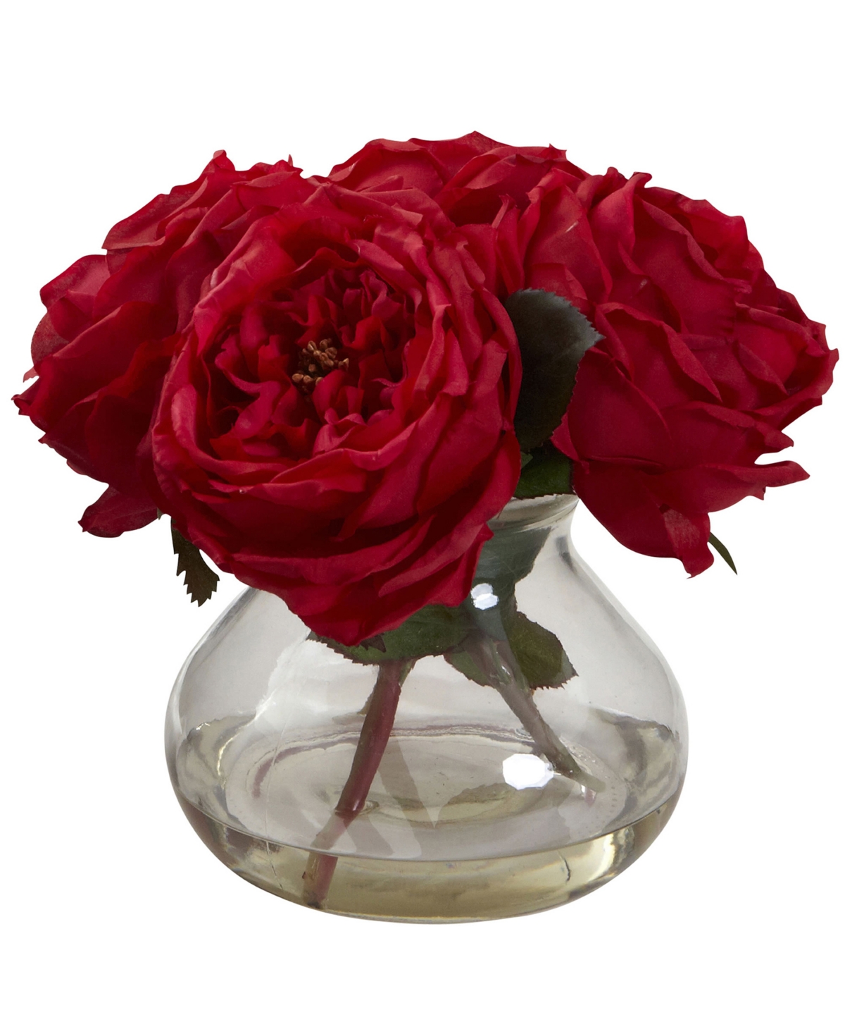 Click here for Nearly Natural Fancy Rose w/Vase - Red prices